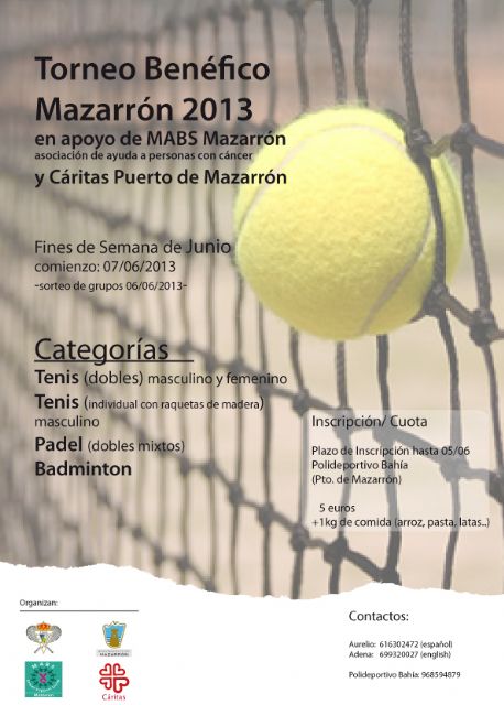 Torneo benéfico de tenis en apoyo de "MABS Mazarrón" y Cáritas de ...